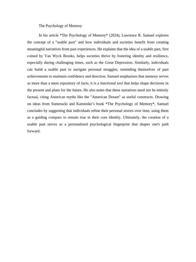 The Psychology of Memory | PDF