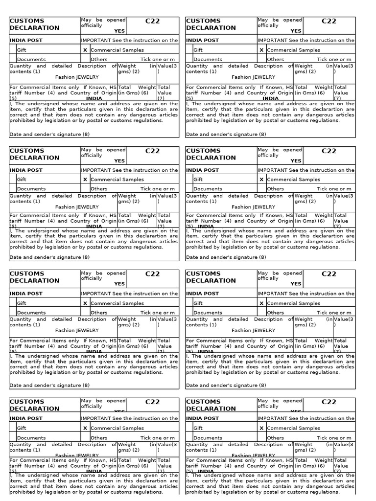 Customs Declaration | PDF | Customs | International Trade