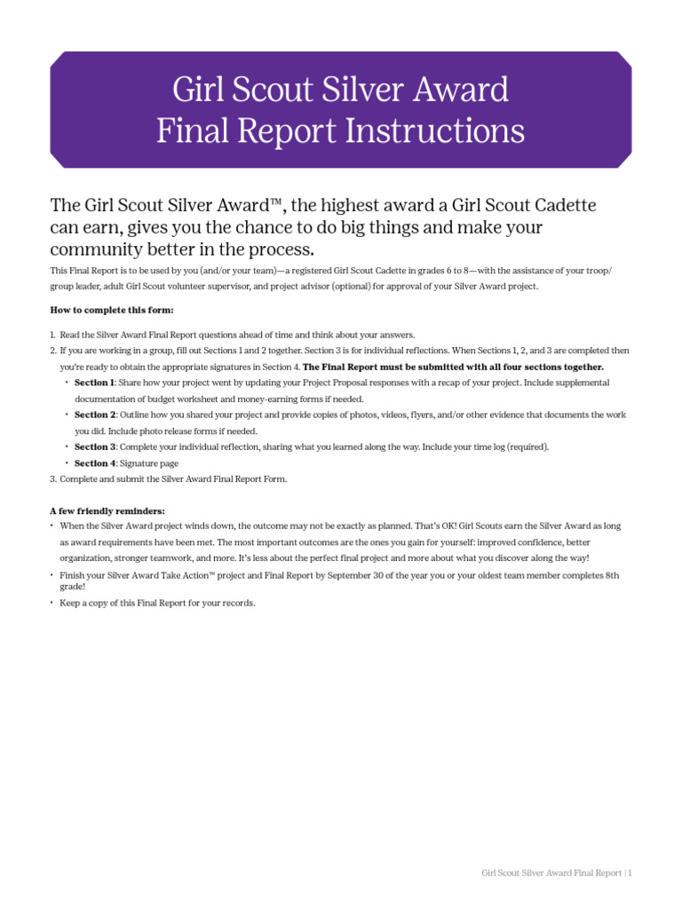 Girl Scout Silver Award Final Report | PDF
