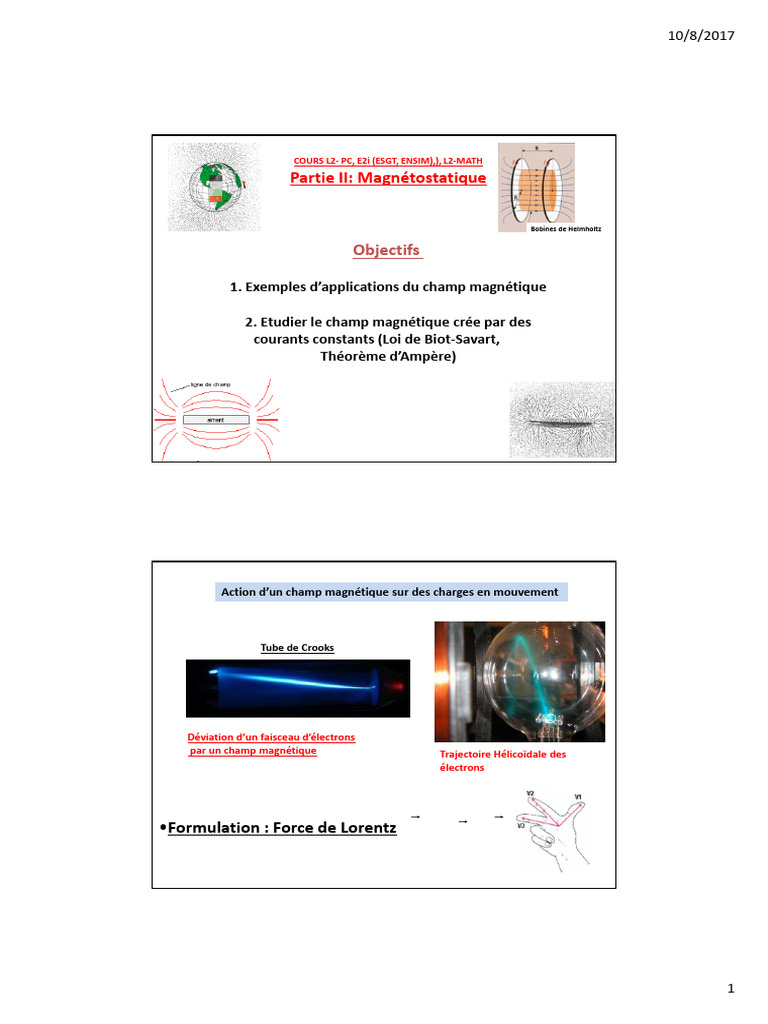 Cours L2-MAGNETOSTATIQUE-OCT2017 | PDF | Champ magnétique | Grandeur ...