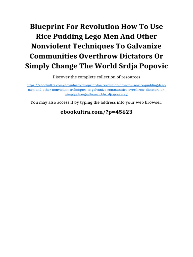 Blueprint for Revolution How to Use Rice Pudding Lego Men and Other ...