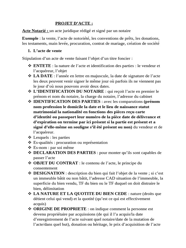 Projet d'Acte | PDF