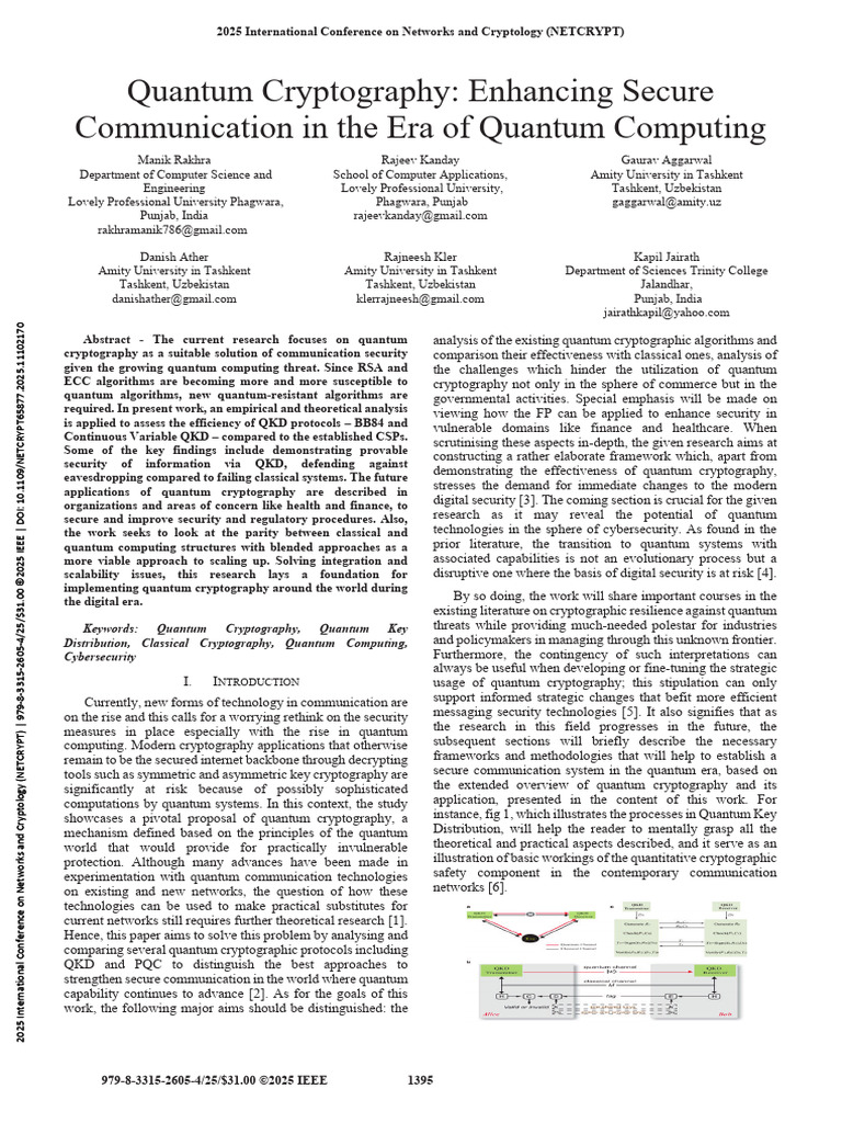Quantum Cryptography Enhancing Secure Communication in The Era of ...