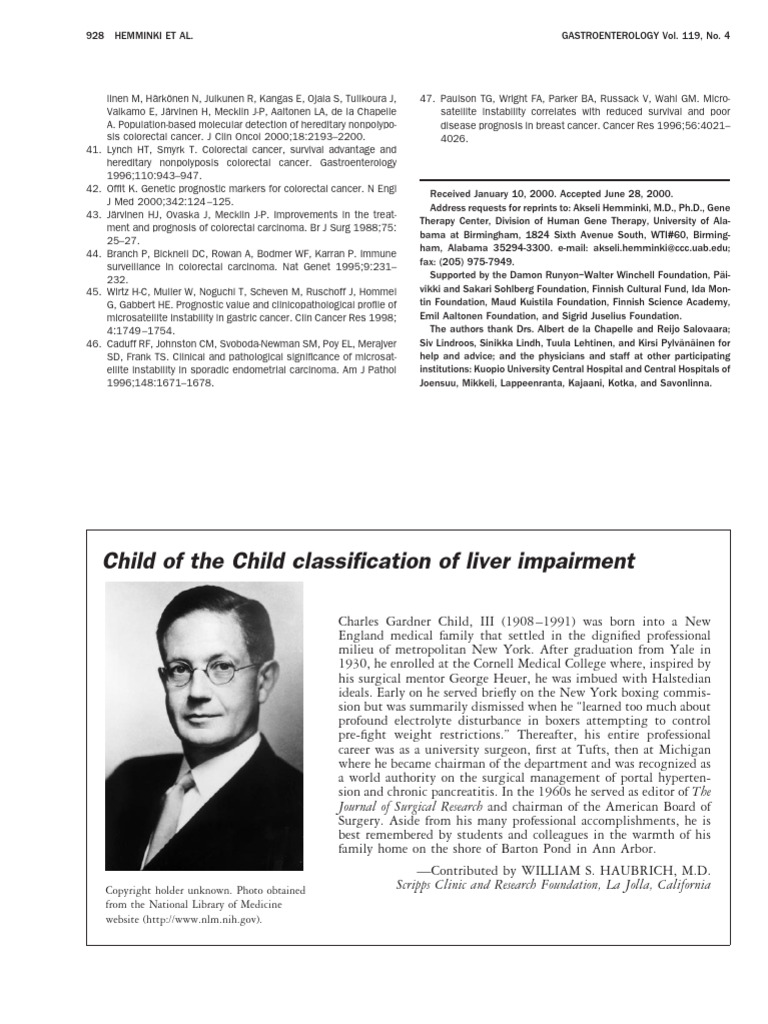 Child of The Child Classification of Liver Impairm | PDF | Cancer ...