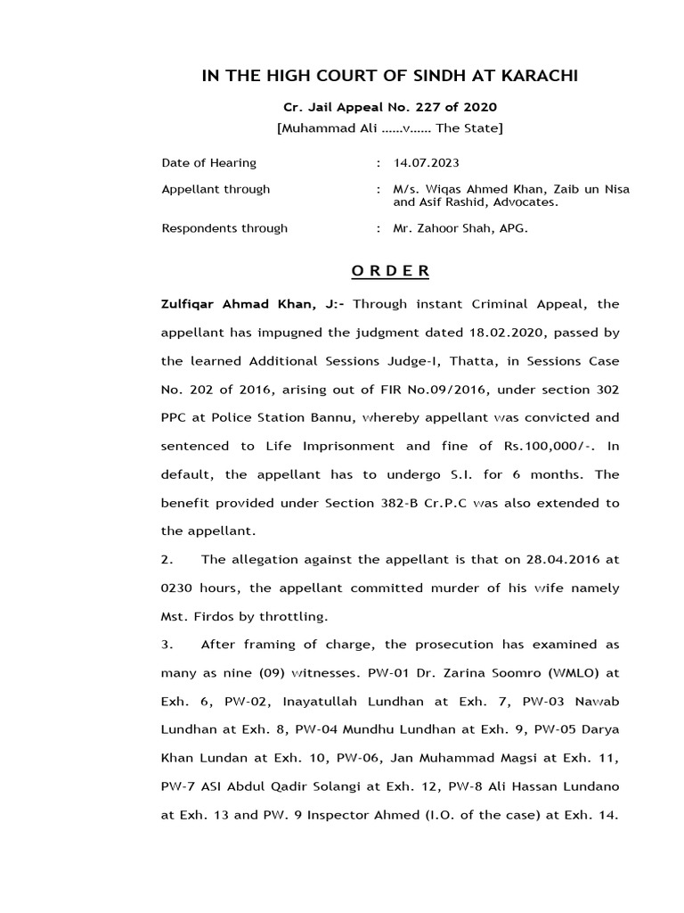 CR Jail Appeal No 227 of 2020 Page 3 Para 7 | PDF | Prosecutor ...