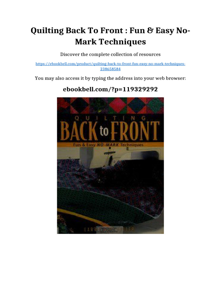 Quilting back to front : fun & easy no-mark techniques available any ...