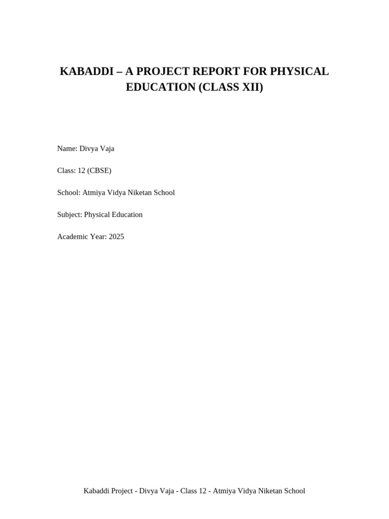 Kabaddi Project Divya Vaja Final | PDF