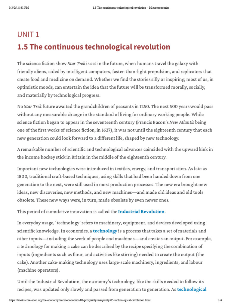 1.5 The Continuous Technological Revolution - Microeconomics | PDF ...