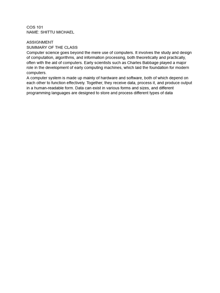 Cos 101 | PDF