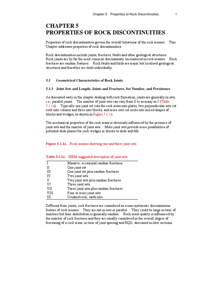 Properties of Rock Discontinuities | PDF