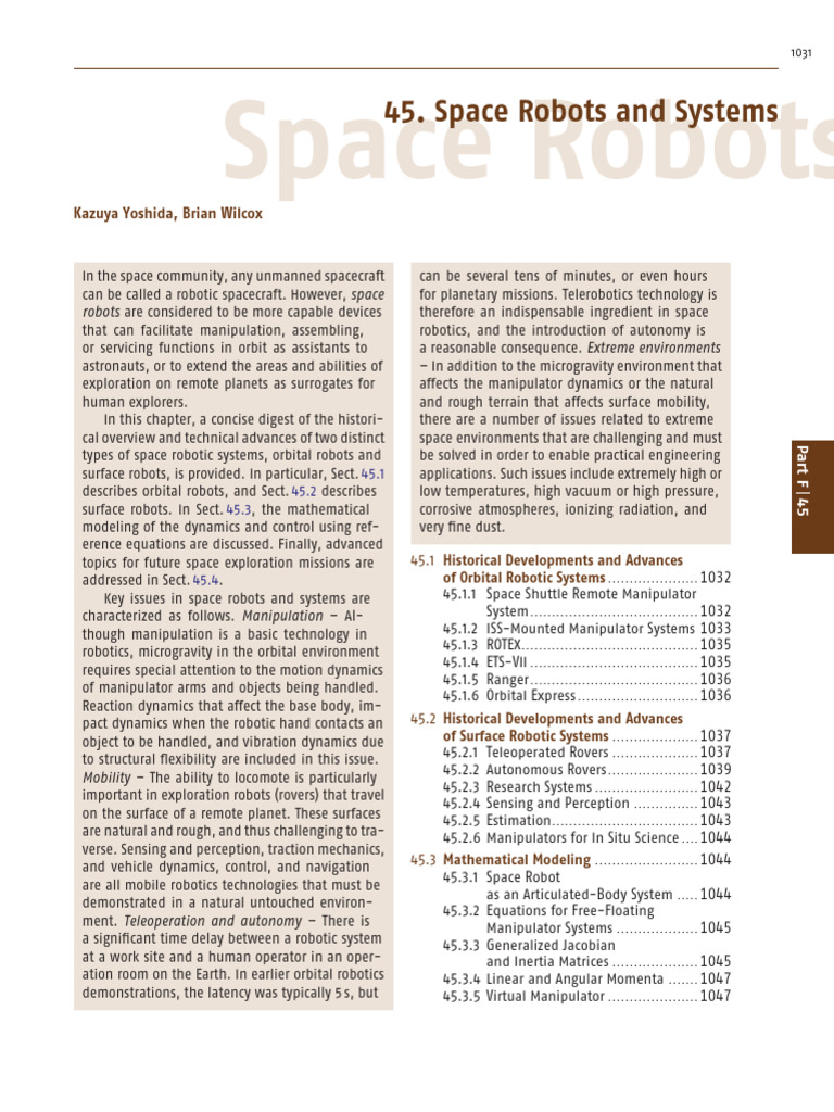 Robots in Space | PDF | Canadarm | Rover (Space Exploration)