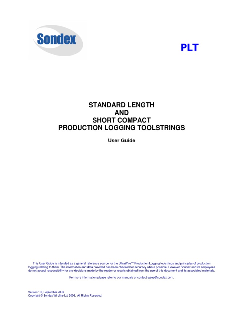 Sondex PLT Tools User Guide | PDF | Flow Measurement | Pressure Measurement