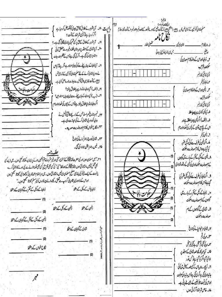 Nikah Nama Form | PDF