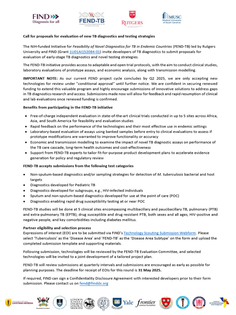 20250227 Cfp Eval New Tb Dx FV En | PDF | Tuberculosis | Clinical Trial