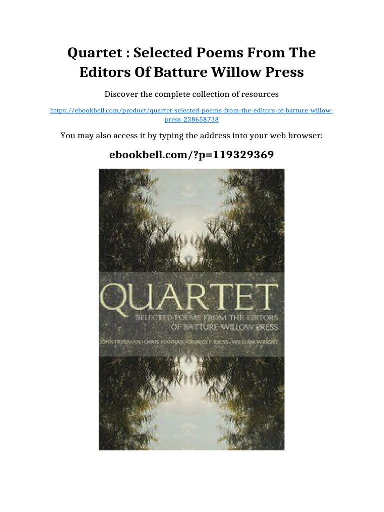 Quartet: Selected Poems From The Editors of Batture Willow Press Online ...
