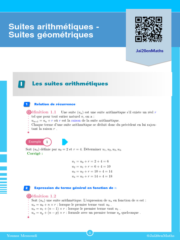 Les Suites Arithmetiques Et Les Suites Geometriques | PDF | Somme ...