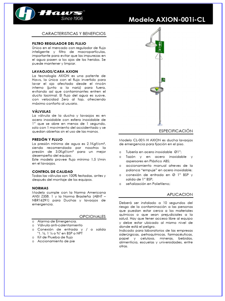 Kit Ducha Lavaojos H Axion CL 001i Acero Inoxidable (7) | PDF