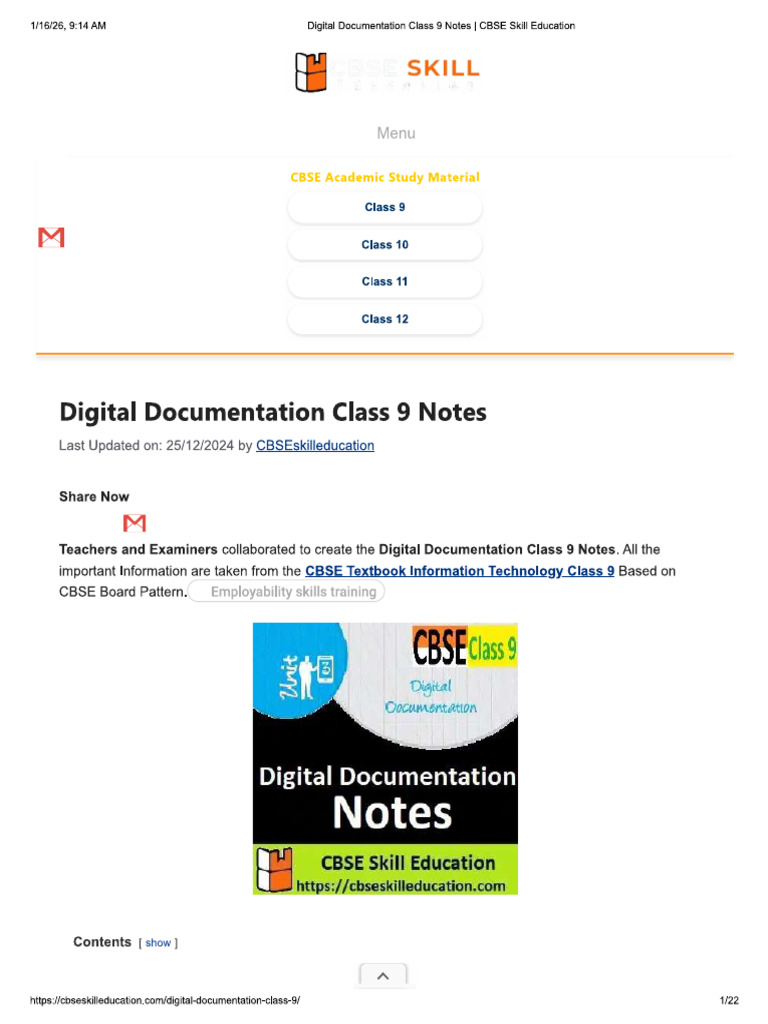 Class 9 Digital Documentation | PDF
