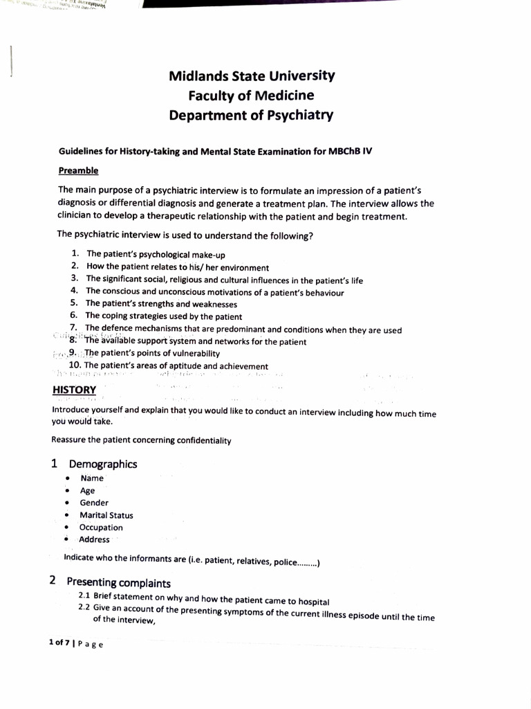 Psychiatry Clerking Manual | PDF | Psychiatry | Mental Disorder