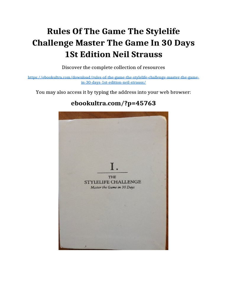 Rules of the Game The Stylelife Challenge Master the Game in 30 Days ...