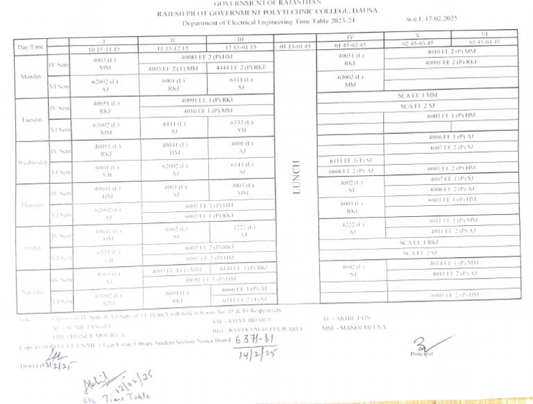 Time Table 4th and 6th Sem | PDF