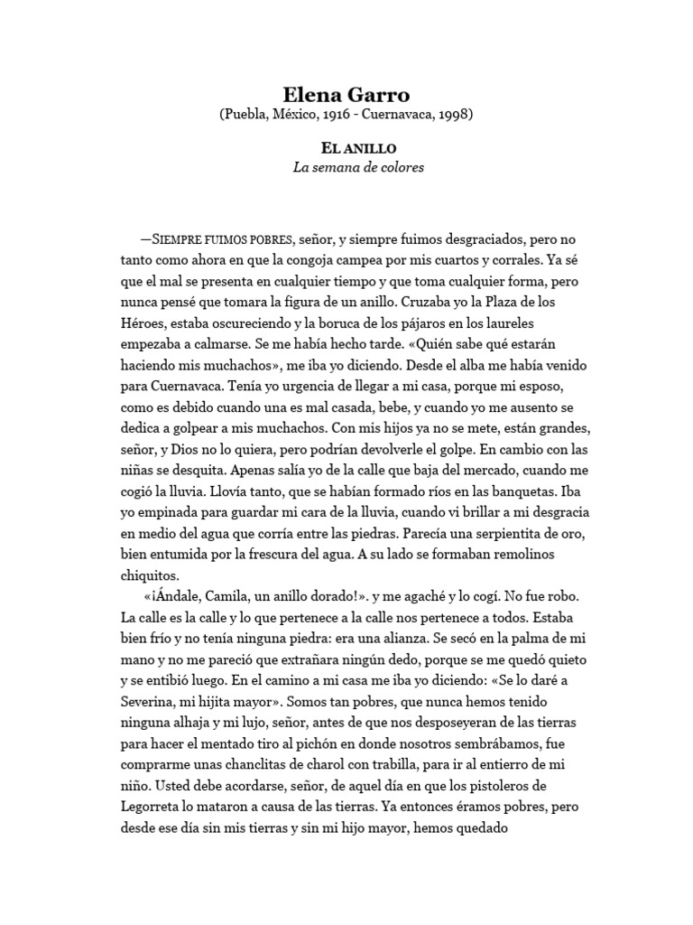 Elena Garro El Anillo | PDF