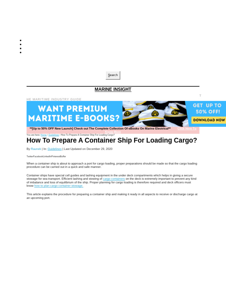 Preparation & Procedure For Loading Container | PDF | Ships | Cargo