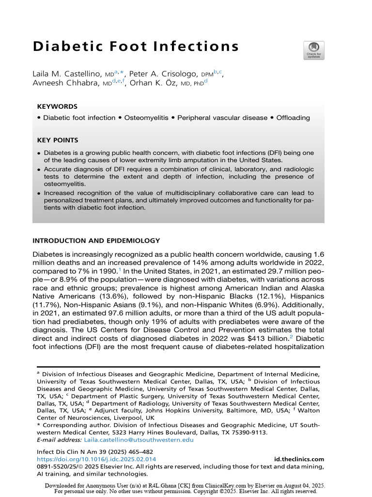 Artigo 2 Diabetic Foot Infections | PDF | Diabetes | Infection