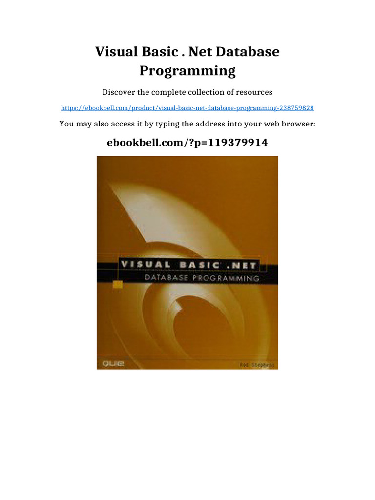 Visual Basic . NET database programming available any format | PDF ...