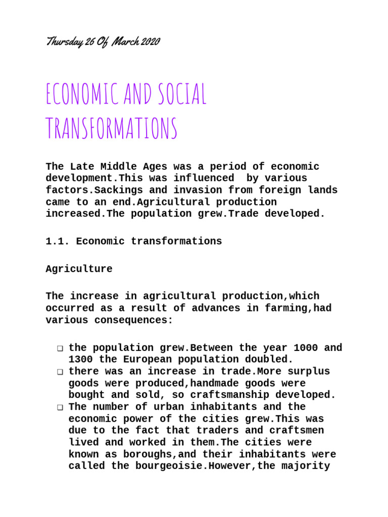 1.Economic and Social Transformations | PDF | Trade | Money