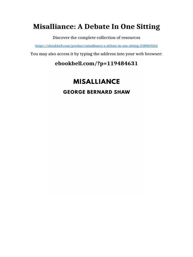 Misalliance: A Debate in One Sitting Available Instanly | PDF ...