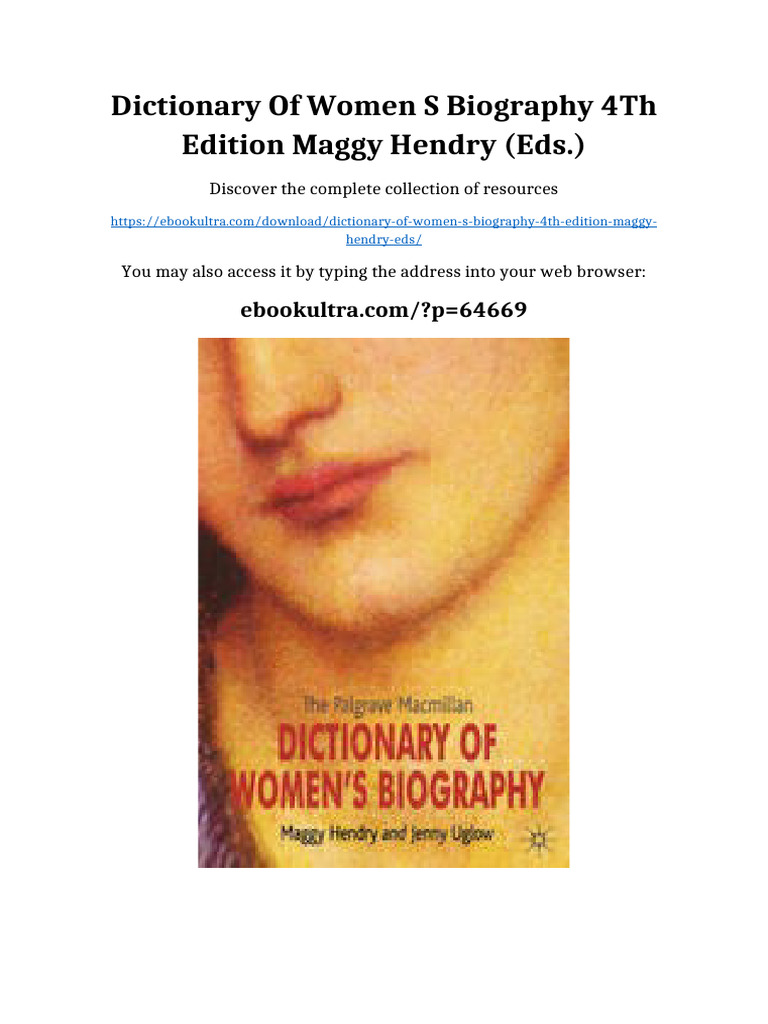 Dictionary of Women s Biography 4th Edition Maggy Hendry (Eds ...