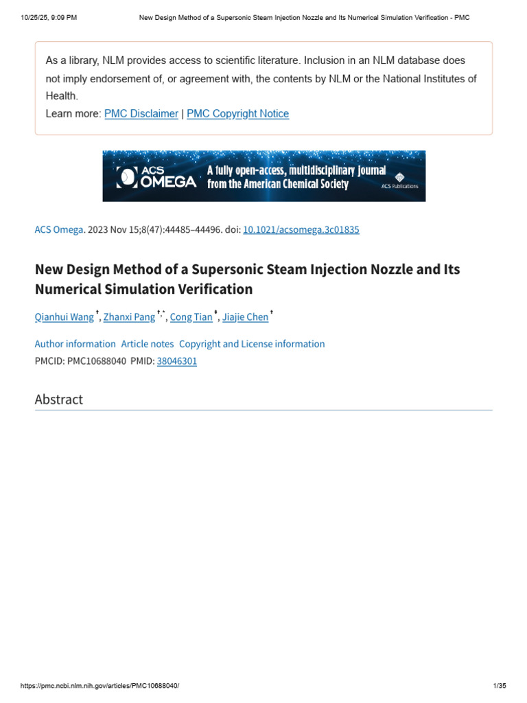 New Design Method of a Supersonic Steam Injection Nozzle and Its ...