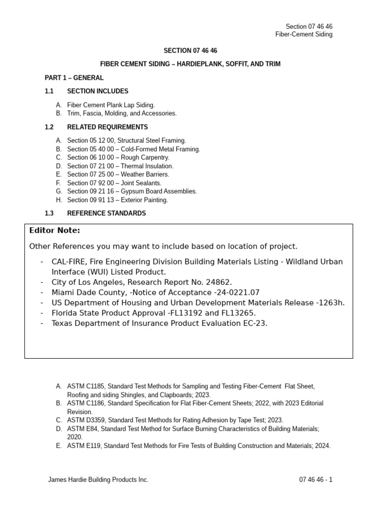 James Hardie HardiePlank Siding Specification (1) | PDF | Building ...