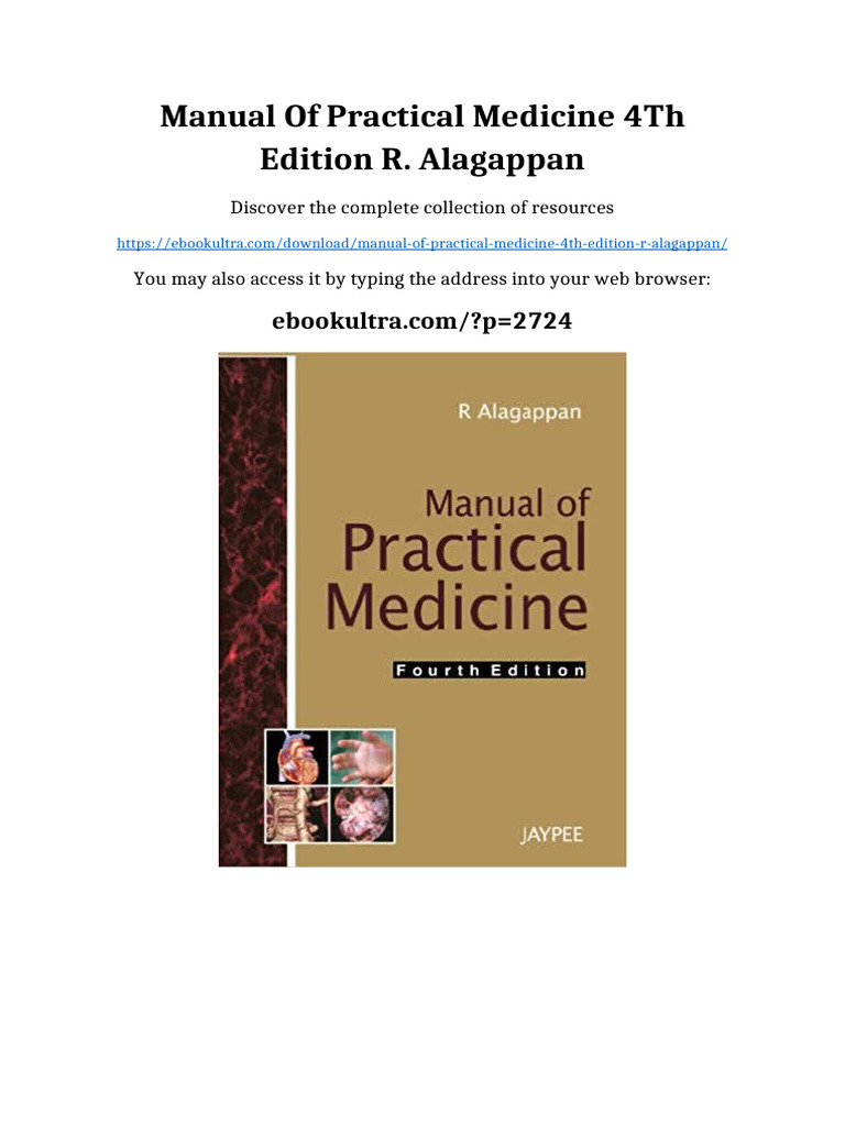 Manual of Practical Medicine 4th Edition R. Alagappan PDF Available ...