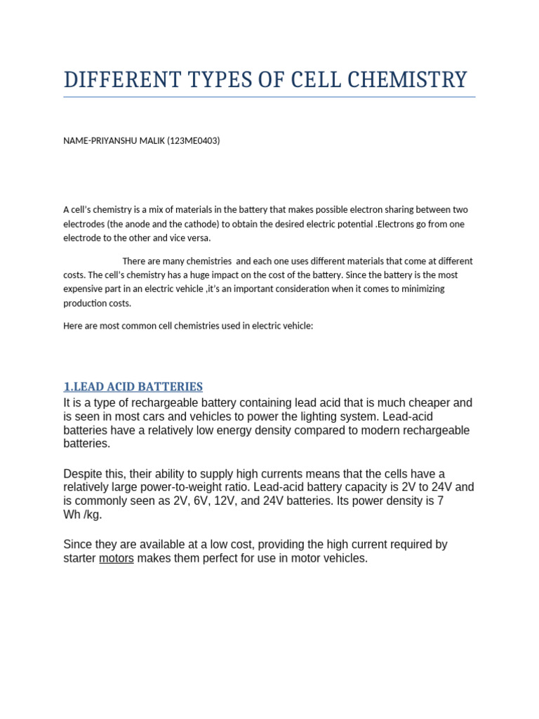 Different Types of Cell Chemistry | PDF | Lithium Ion Battery ...