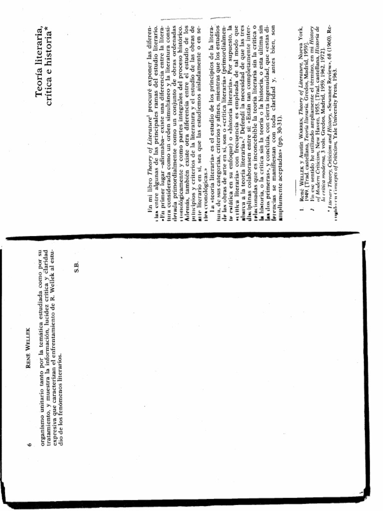 Rene Wellek Teoria Literaria Critica e Historia | PDF
