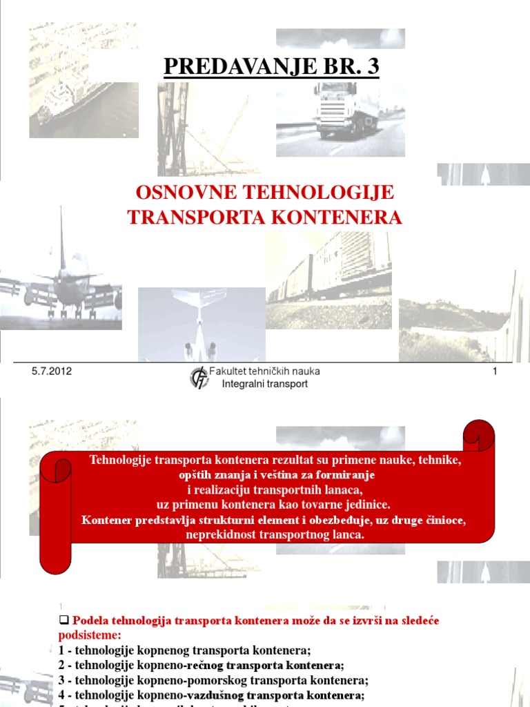 Predavanje Br. 3, II Deo Kombinovani Transport | PDF