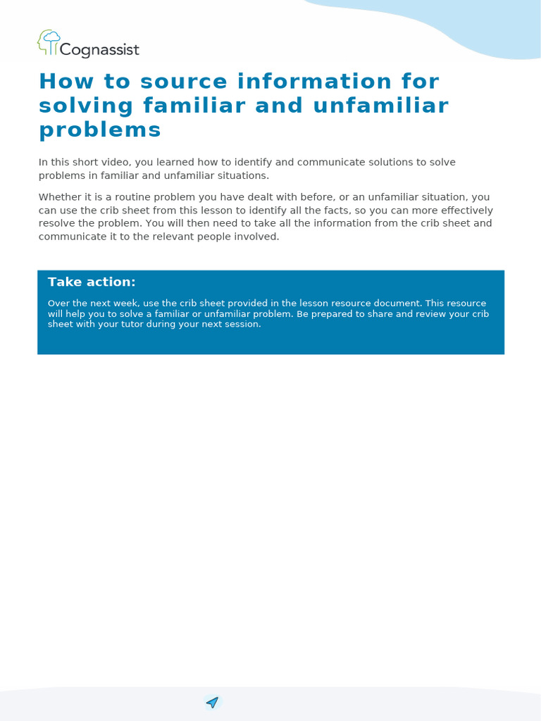 How to Source Information for Solving Familiar and Unfamiliar Problems ...