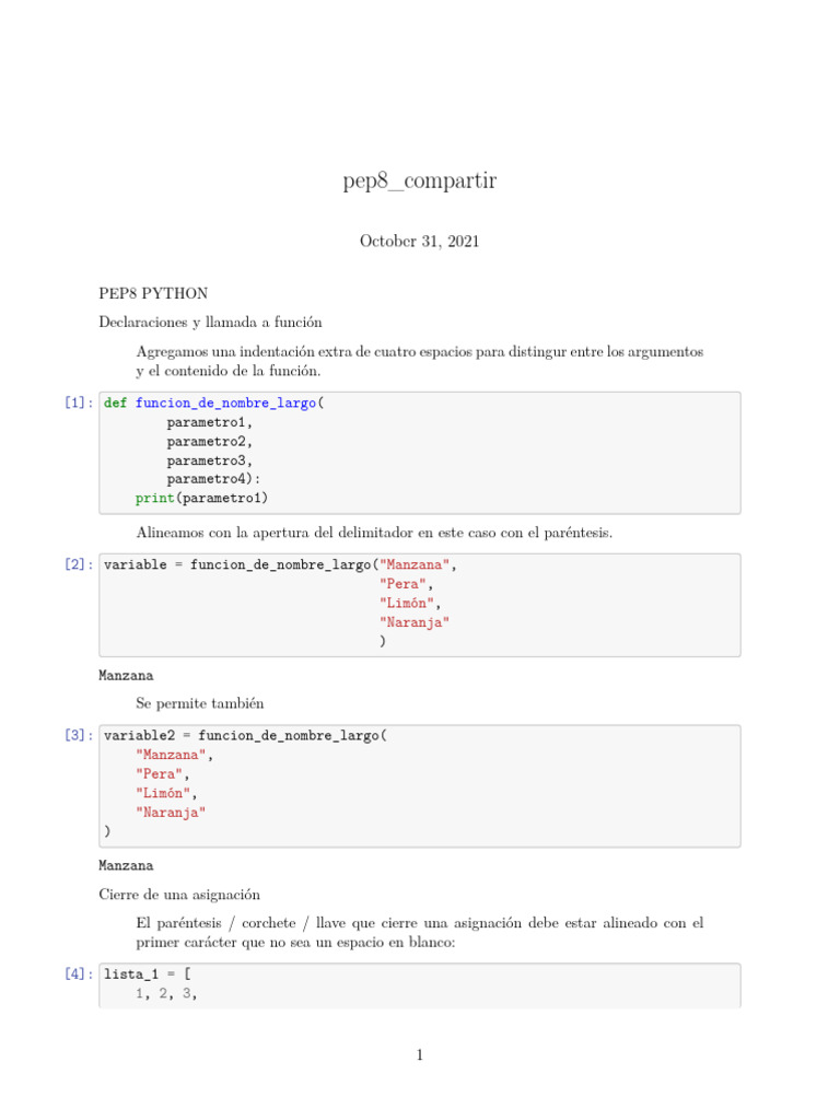 PEP8 (Unidad1) | PDF | Python (lenguaje de programación) | Notación