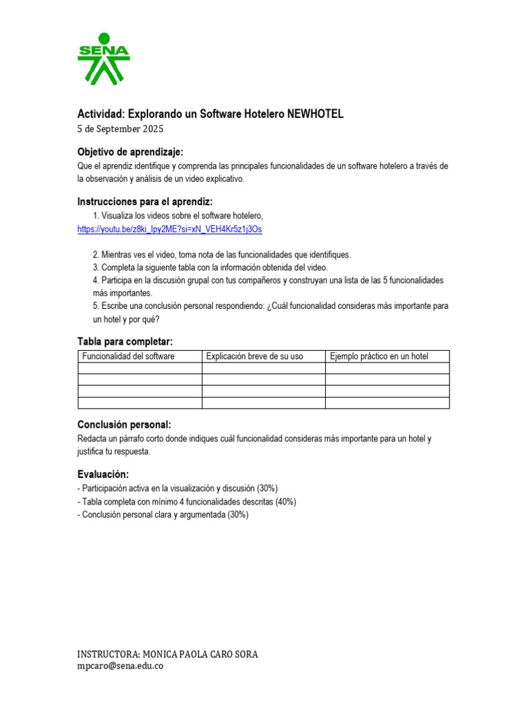 Actividad Software Hotelero | PDF