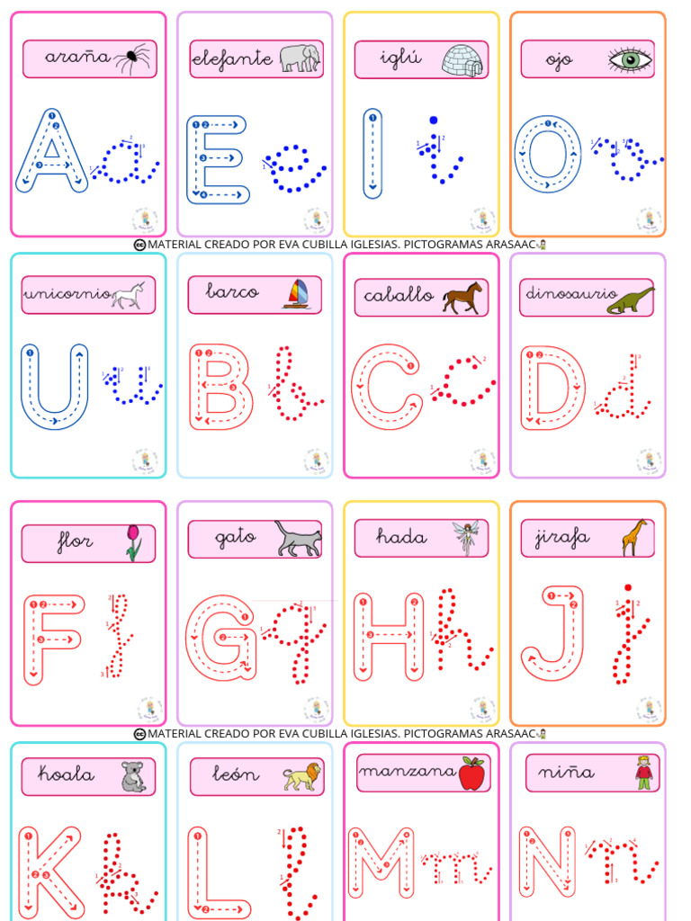 Tarjetas Escritura Abecedario | PDF