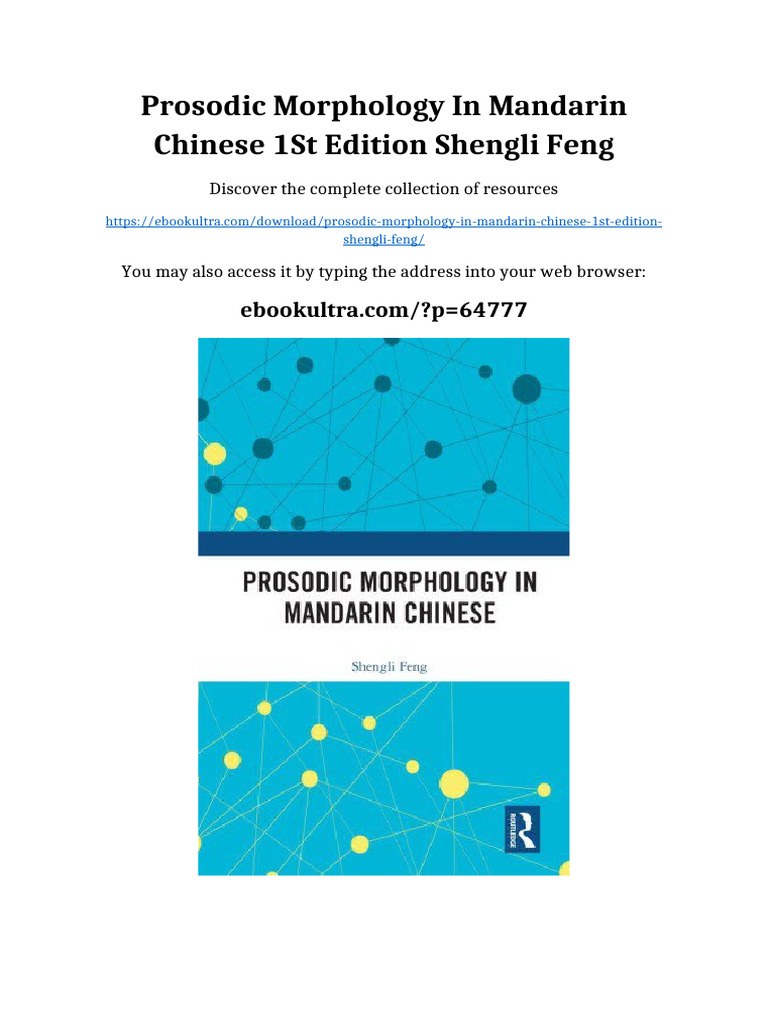 Prosodic Morphology in Mandarin Chinese 1st Edition Shengli Feng newest ...