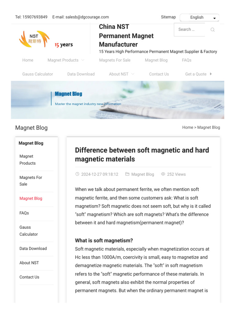 Difference Between Soft Magnetic and Hard Magnetic Materials | PDF ...