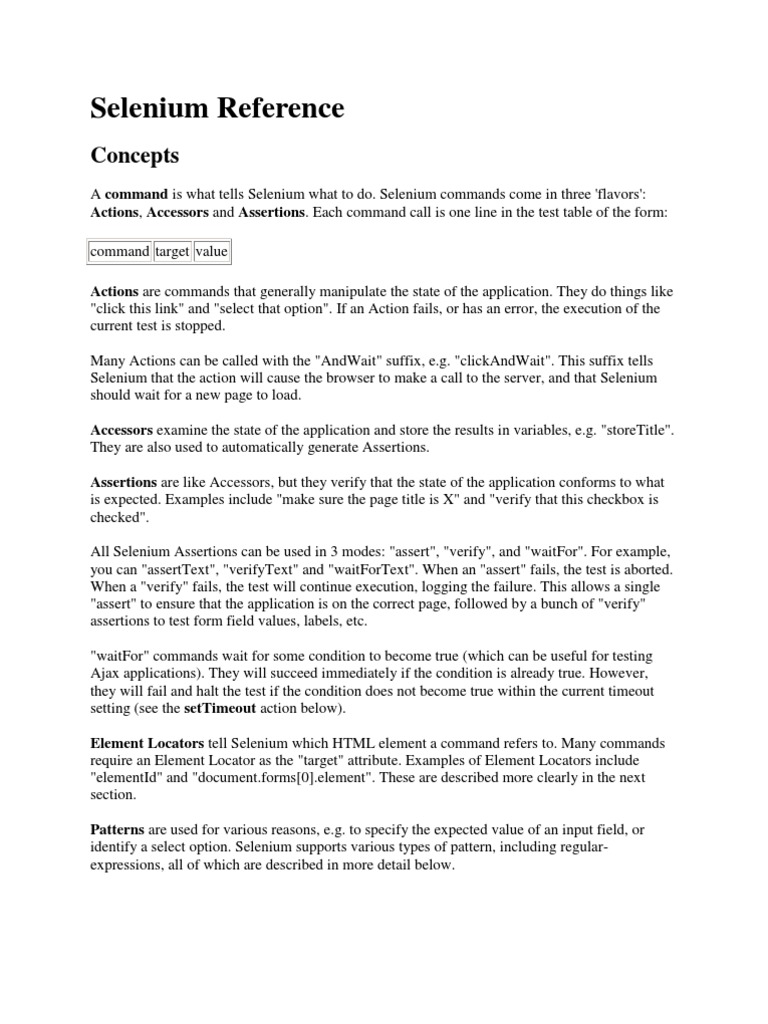 Selenium Reference | Download Free PDF | Selenium (Software) | Cascading Style Sheets