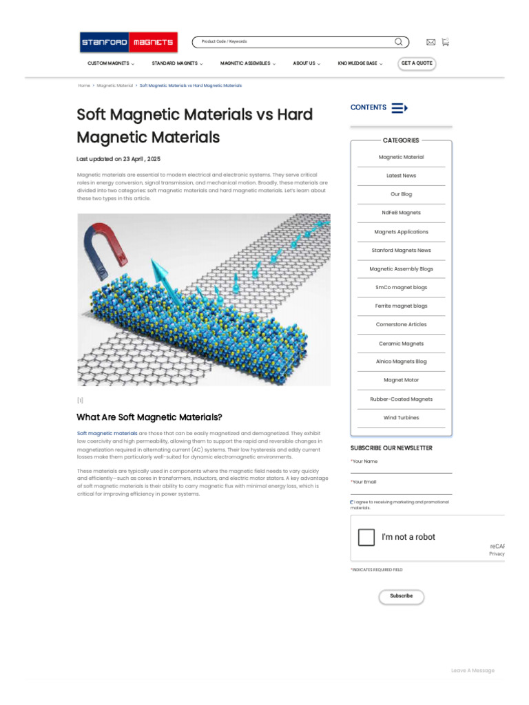 Soft Magnetic Materials Vs Hard Magnetic Materials | PDF | Magnet ...