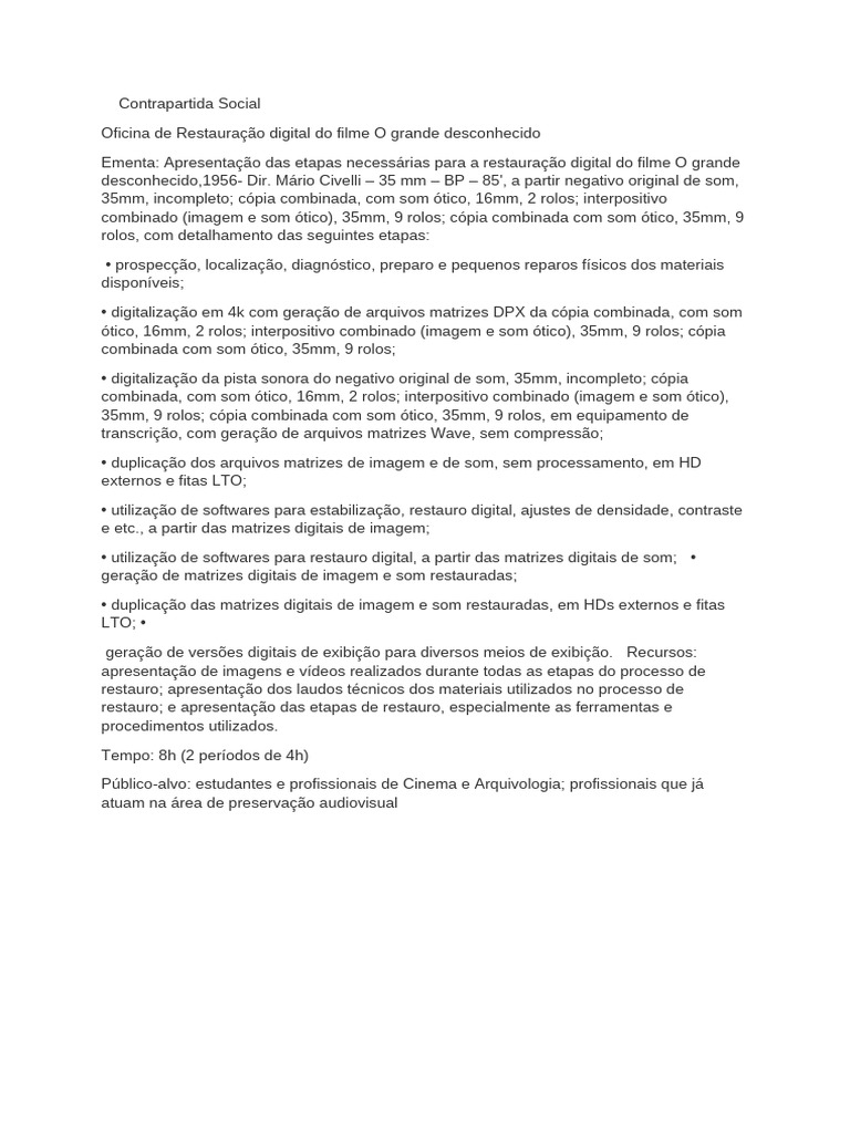 Contrapartida Social Restauro | PDF