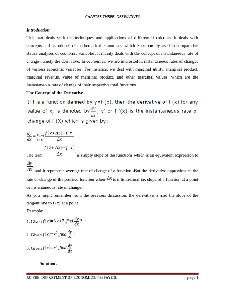 Chapter 3, Lecture Notes | PDF | Derivative | Slope
