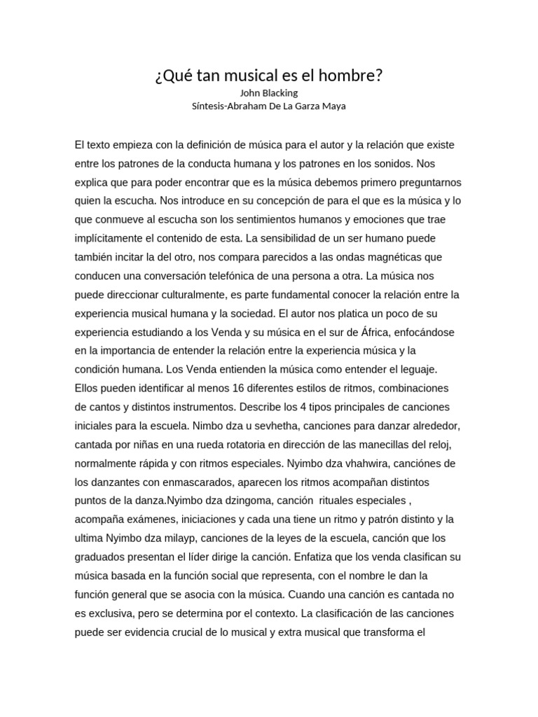 Qué Tan Musical Es El Hombre | PDF | Sociedad | Experiencia