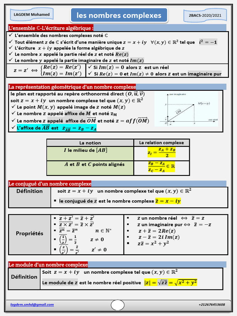 Resume Nombres Complexes I | PDF | Nombre complexe | Triangle